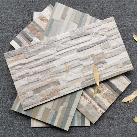 Outdoor Wall Floor Tile Ceramic Straight Edge Stacked Stone Brick Look ...