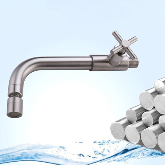 Contemporary Wall Mounted Bathroom Faucet Cross Handles Stainless Steel ...