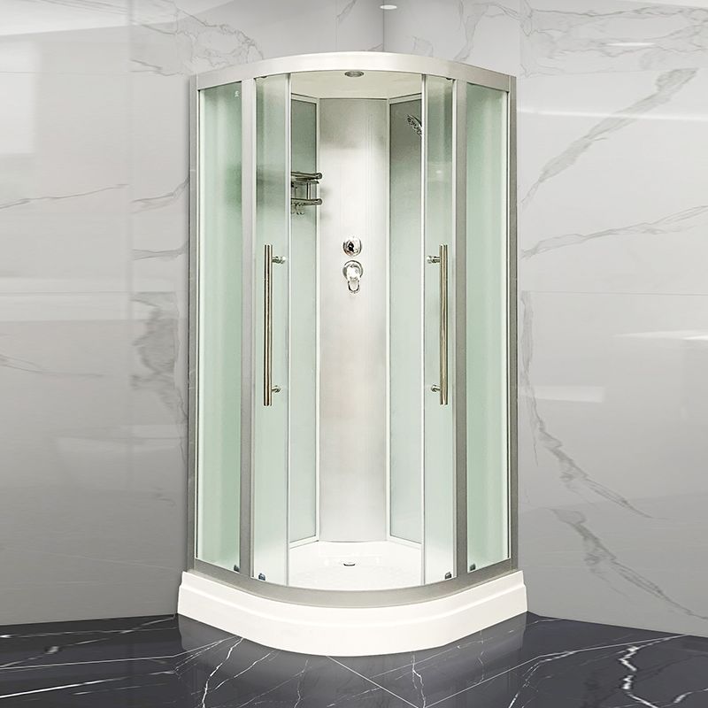 Round Double Sliding Shower Stall Corner Tempered Glass Shower Stall ...