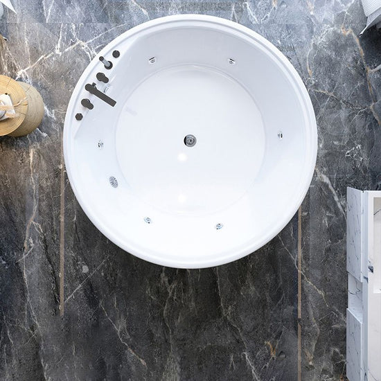 Acrylic Round Bath Tub Whirlpool Freestanding Bathtub with Tub Filler ...