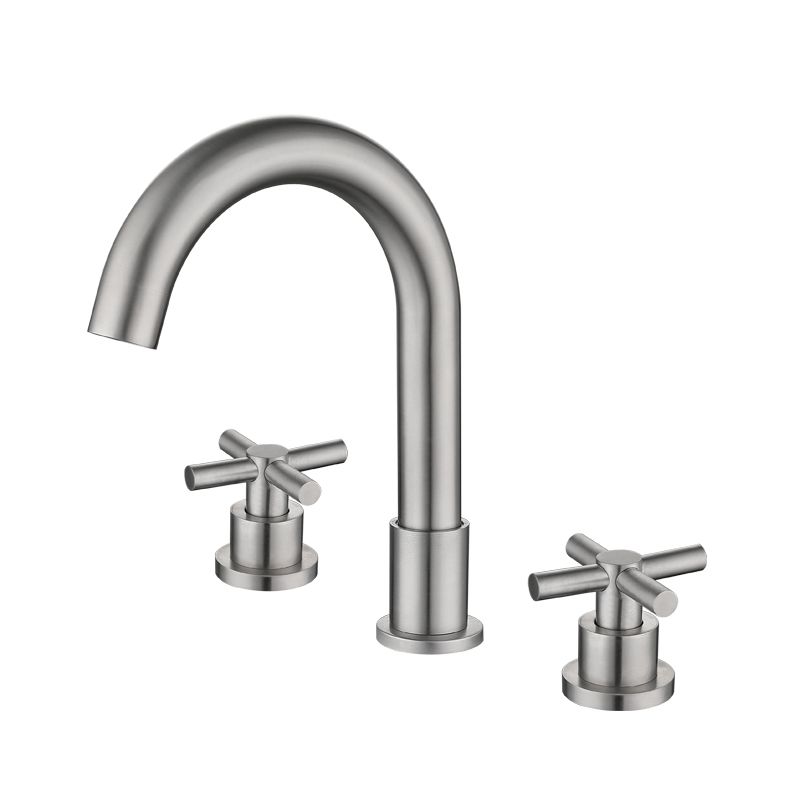 Stainless Steel Sink Faucet Circular Cross Handles Faucet for Bathroom ...