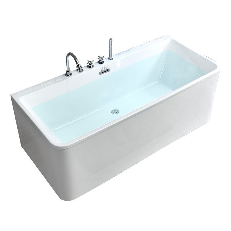 Modern Acrylic Rectangular Bath Soaking White BathTub with Overflow ...