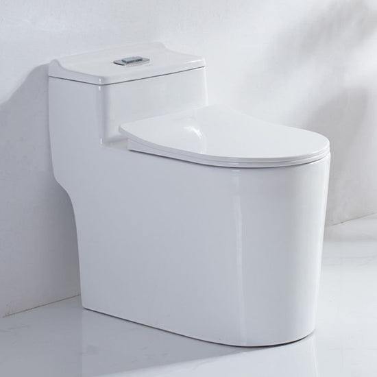 Skirted Toilet Traditional Floor Mount One-Piece Toilet with Slow Close ...
