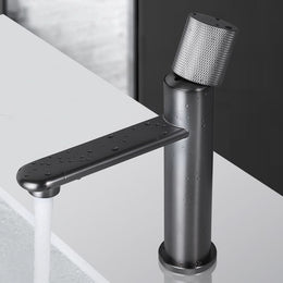Knob Handle Square Faucet Brass Deck Mounted Bathroom Sink Faucet ...