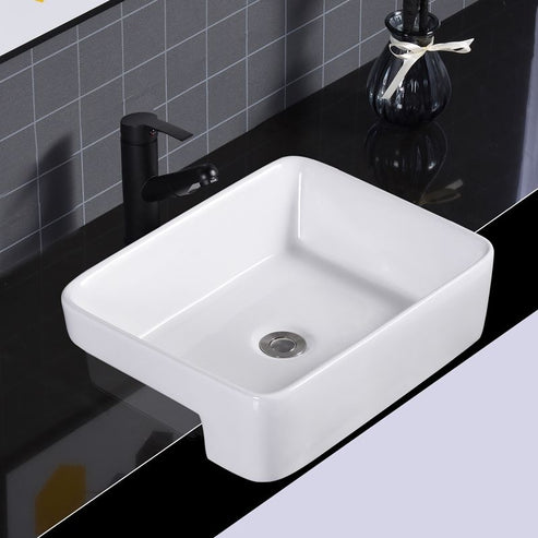 Modern Semi-Recessed Vessel Porcelain with Overflow And Drain Assembly ...