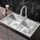 Contemporary Style Kitchen Sink Stainless Steel Double Basin Drop-In ...