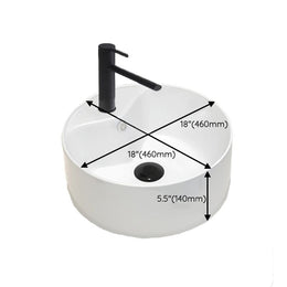 Round Vessel Bathroom Sink Vitreous China Vessel Lavatory Sink - Clearhalo