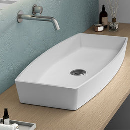 Modern Bathroom Sink Man Made Rock Rectangular Vessel Lavatory Sink(Not ...