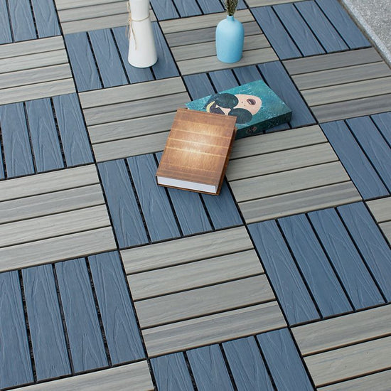 Composite Decking Tiles Interlocking Striped Pattern Patio Flooring ...