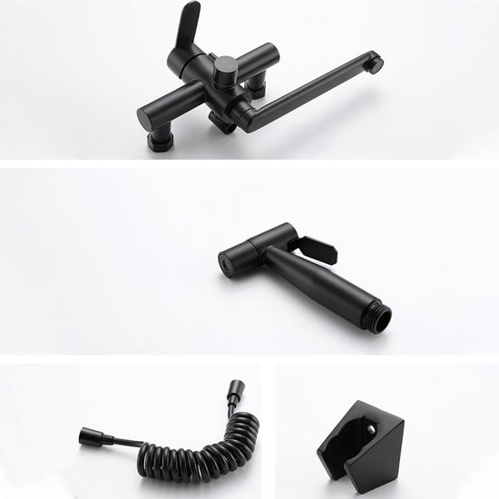 Low Profile Bridge-Style Kitchen Faucet 304 Stainless Steel Swivel ...