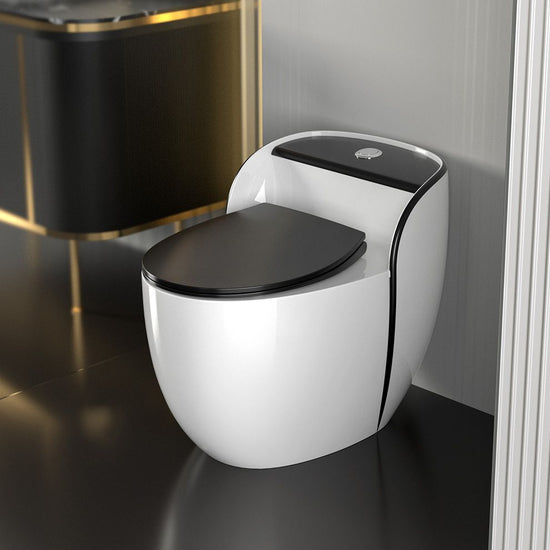 Modern Flush Toilet Ceramic Round-Front One-Piece Toilet with Slow ...