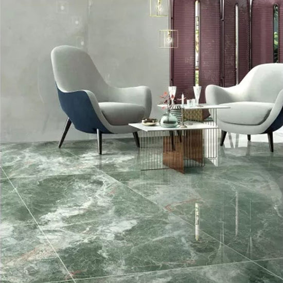 Marble Appearance Singular Tile Mirrored Rectangular Floor Tile - Clearhalo