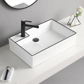 Classic Bathroom Sink Rectangular White Trough Sink with Pop-Up Drain ...