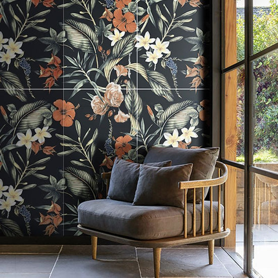 Straight Edge Wall Tile Flower Pattern Rectangle Wall Tile for Living ...