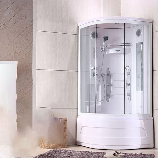 Neo-Round Shower Stall White Tempered Glass Shower Stall with Door ...