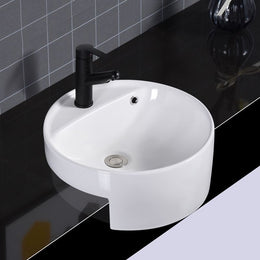 Modern Semi-Recessed Vessel Porcelain with Overflow And Drain Assembly ...