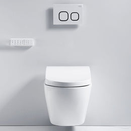 Modern Wall Mounted Bidet Foot Sensor White Temperature Control - Clearhalo