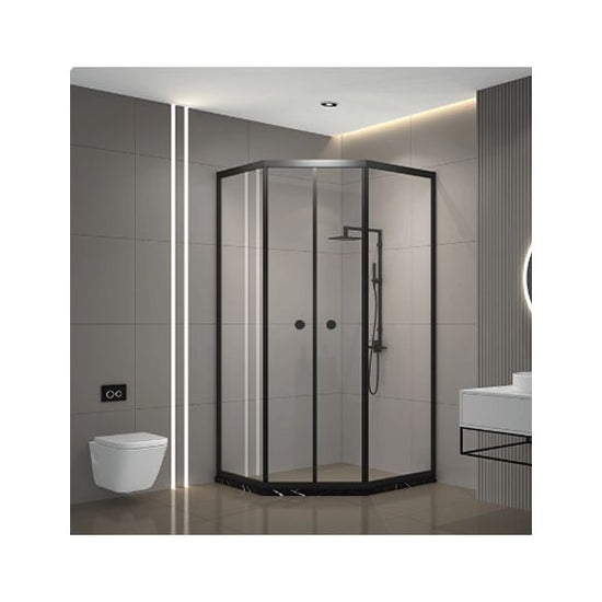 Neo-Angle Clear Tempered Shower Enclosure Framed Double Sliding Shower ...