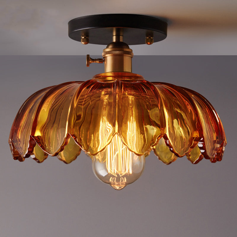 White/Amber One Light Ceiling Mount Industrial Prismatic Glass ...