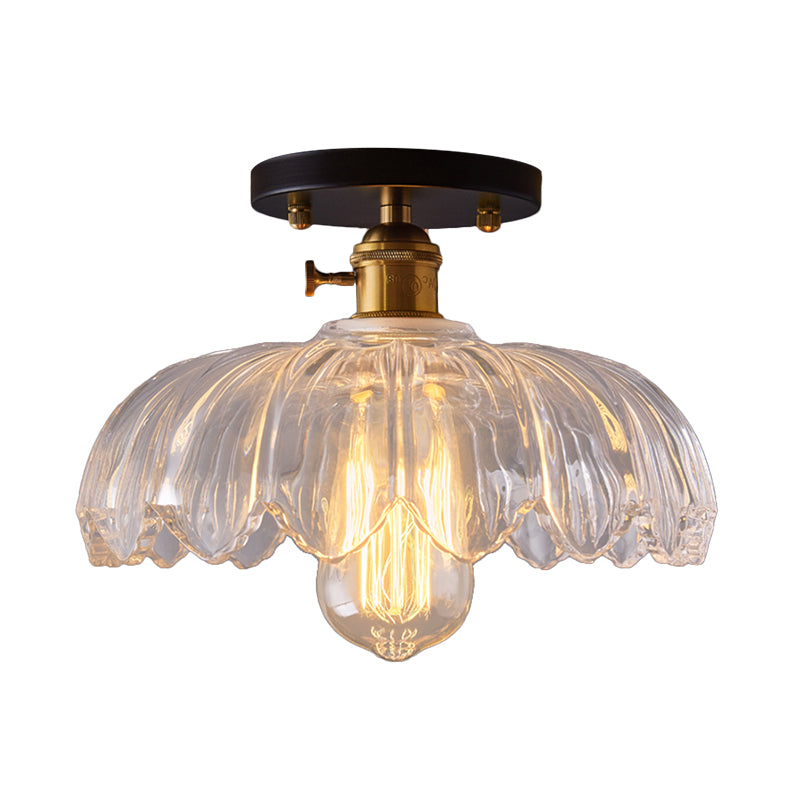 White/Amber One Light Ceiling Mount Industrial Prismatic Glass ...
