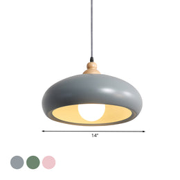 Macaron Stylish Bowl Pendant Light Fixture 1 Bulb Metal Hanging Pendant ...