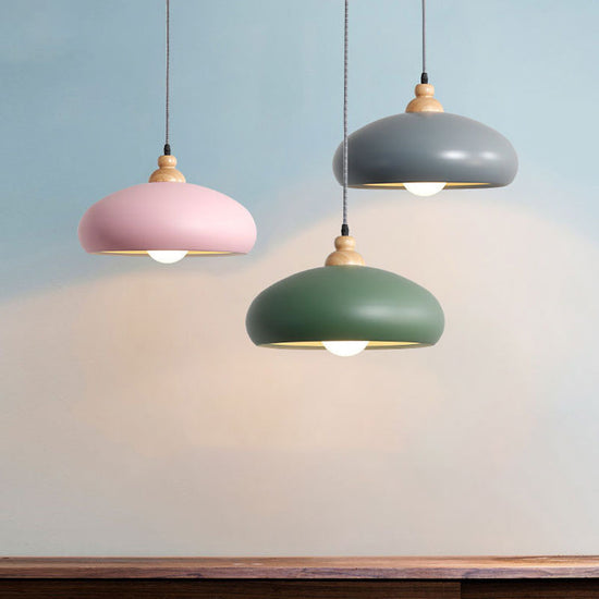 Macaron Stylish Bowl Pendant Light Fixture 1 Bulb Metal Hanging Pendant ...