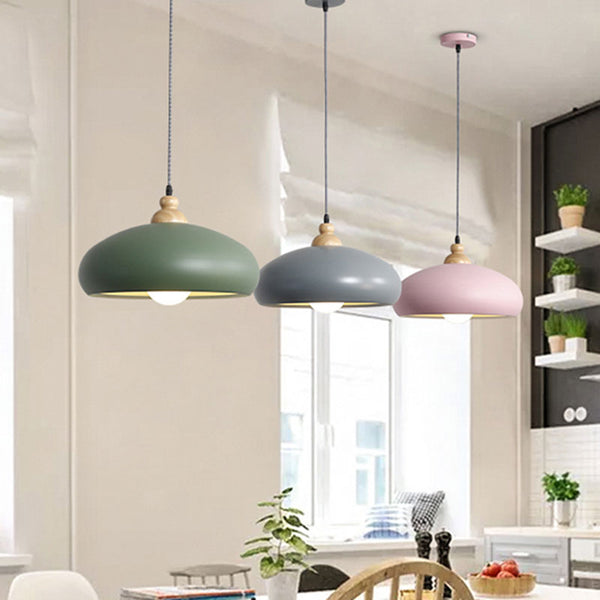 Macaron Stylish Bowl Pendant Light Fixture 1 Bulb Metal Hanging Pendant ...