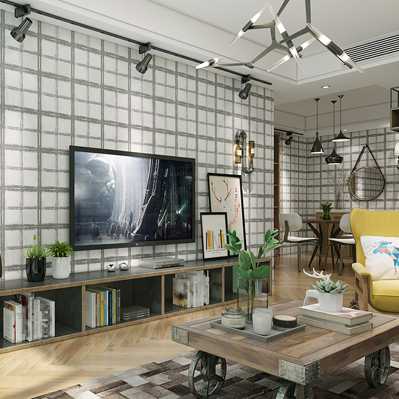 Adhesive Grid Wallpaper Roll Vinyl Modern Style Wall Art for Living ...