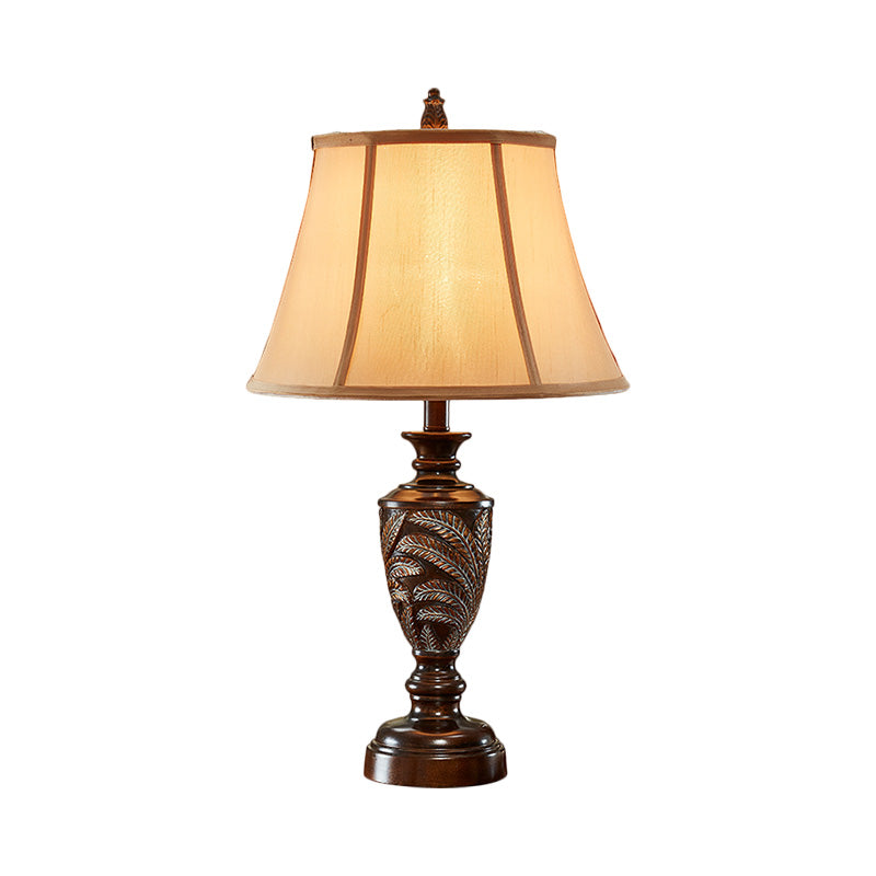 Bronze 1 Light Desk Light Traditional Fabric Bell Shaped Table Lamp ...