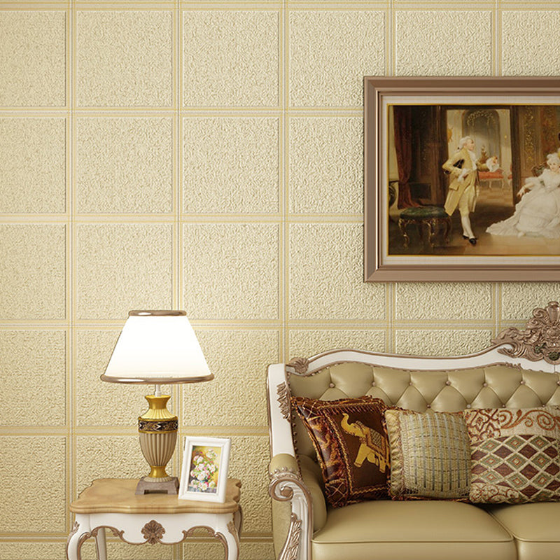 Dark Color Grid Wallpaper Moisture Resistant Modernist Living Room Wall ...