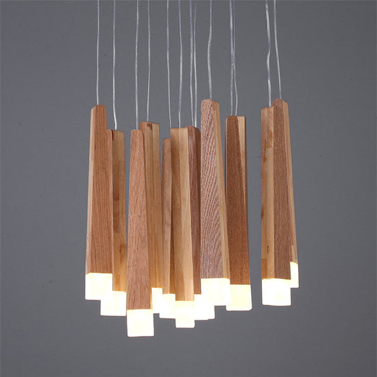 Matchstick Dining Room LED Pendant Light Wood 1/5/7-Light Ceiling Light ...