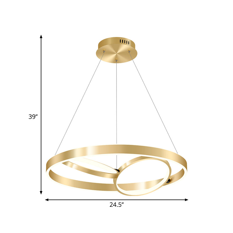 Simplicity 3-Ring Ceiling Hang Fixture Metallic Dining Room LED ...