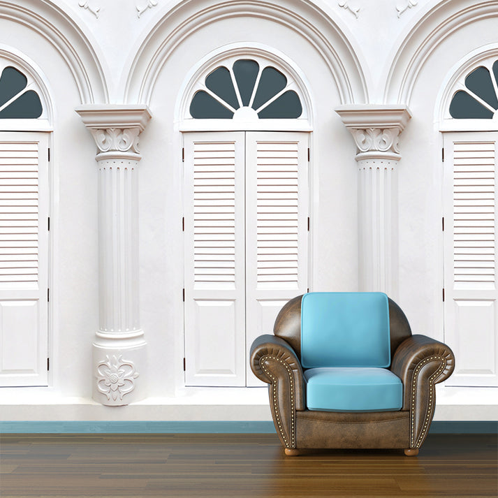 White Arched Window Wallpaper Mural Waterproof Contemporary Living Room ...