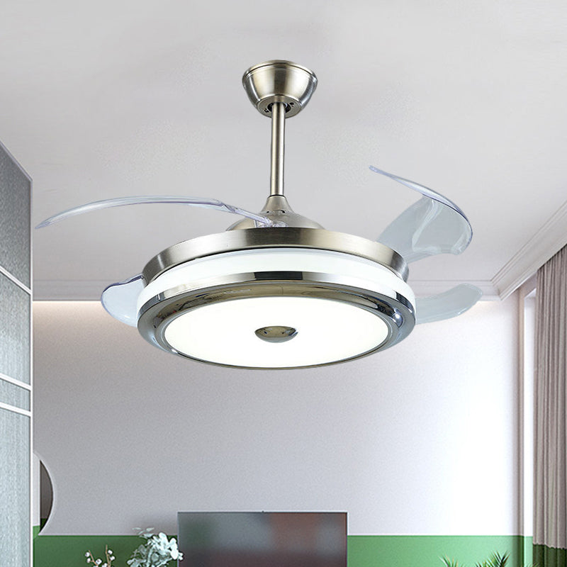 Acrylic Round Hanging Fan Lamp Simplicity LED Silver Semi Mount ...