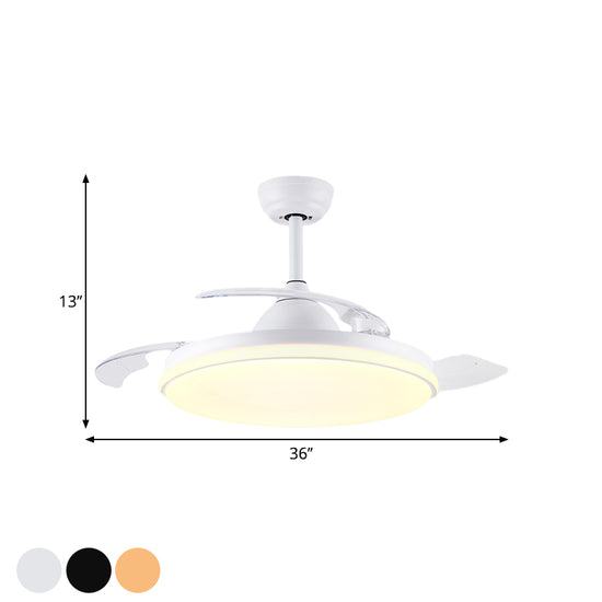 36" Wide Acrylic Circular Semi Flush Light Contemporary White/Black ...