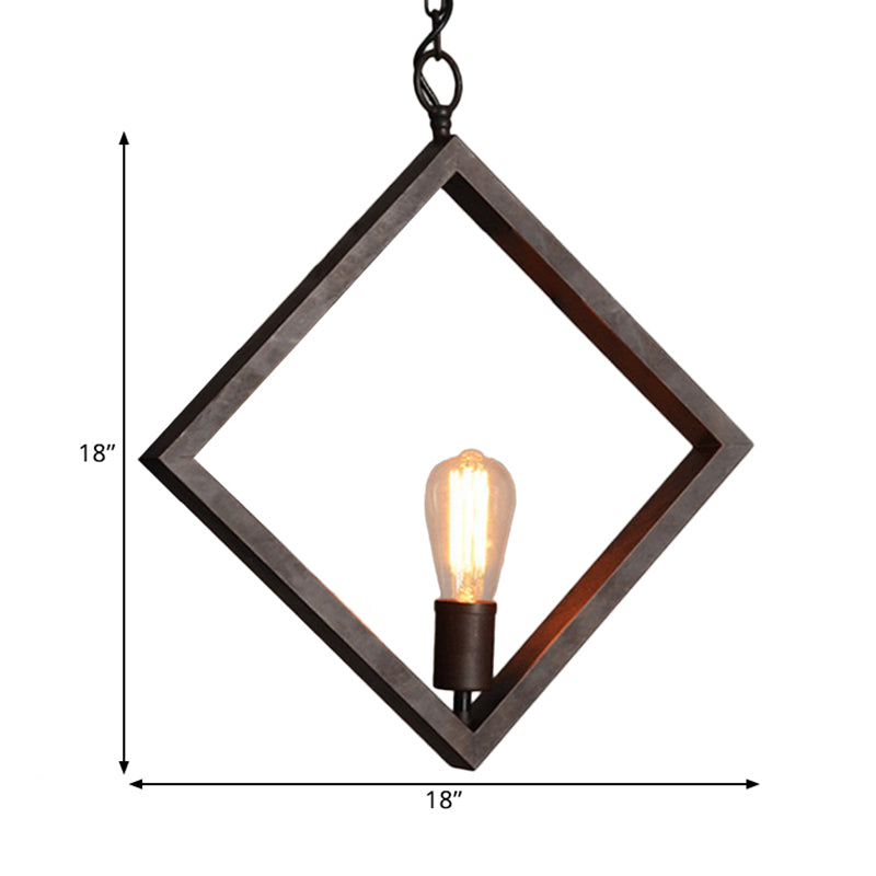 Black 1 Head Suspension Light with Bare Bulb Design Industrial Metal ...