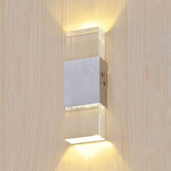 Rectangular Acrylic LED Up and Down Wall Sconce Modern 1 Light Silver ...
