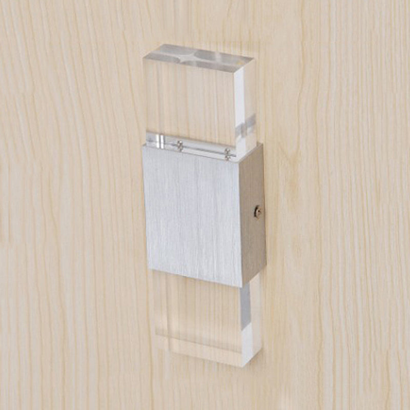 Rectangular Acrylic LED Up and Down Wall Sconce Modern 1 Light Silver ...