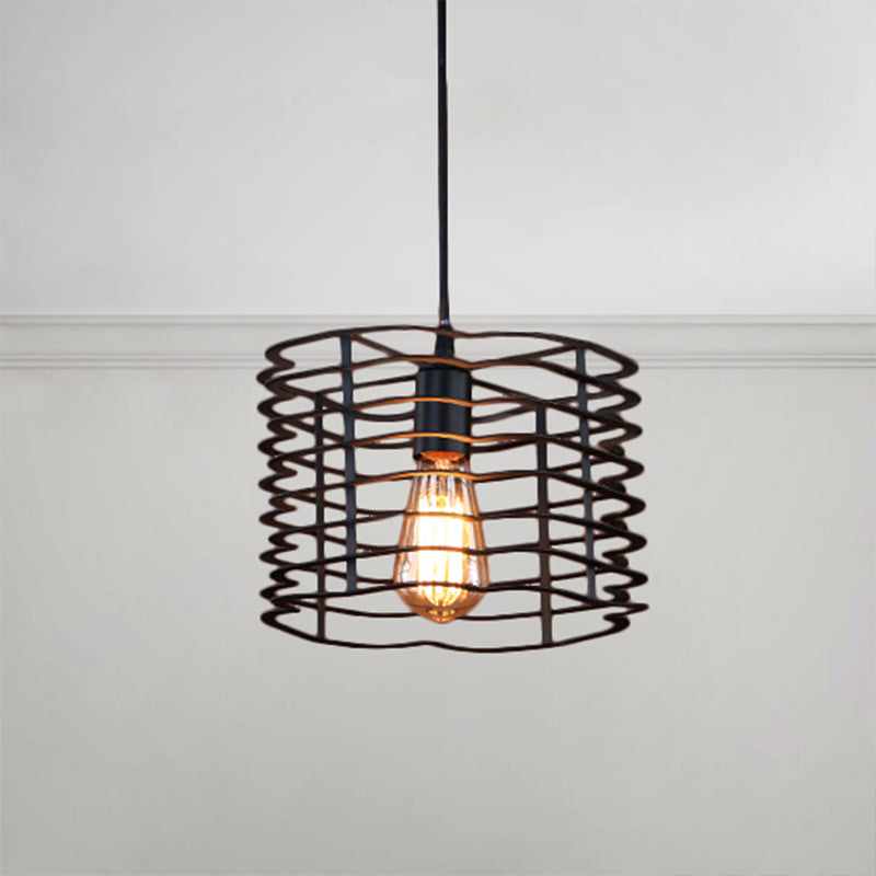 Cylinder Metal Ceiling Hanging Light Industrial 1 Light Living Room ...