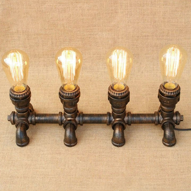 Bronze 2/3 Lights Standing Table Light Industrial Metallic Open Bulb ...