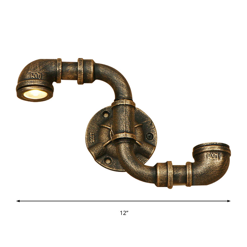 Antique Bronze S Pipe Wall Mount Light Rustic Industrial Metallic 2 ...