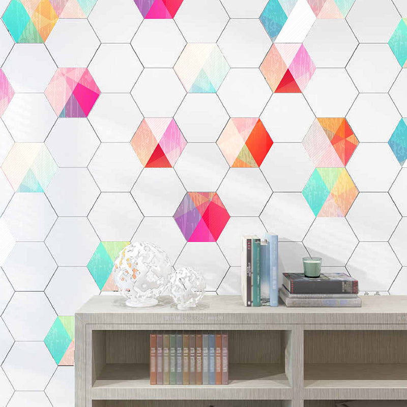 Geometric Honeycomb Peel Wallpaper Panels Contemporary PVC Wall Art in ...