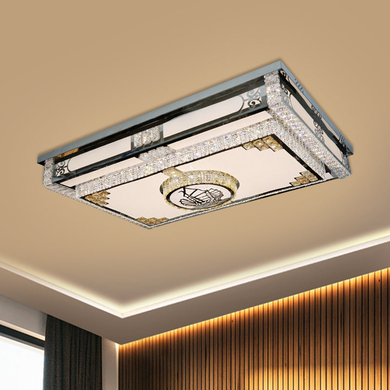 Modern Rectangle Flush Mount Lamp Clear Crystal Blocks LED Ceiling ...