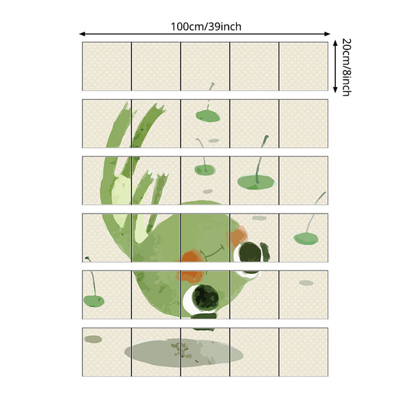 Hand Print Frog Adhesive Wallpapers Green-Yellow Cartoon Wall Decor for ...