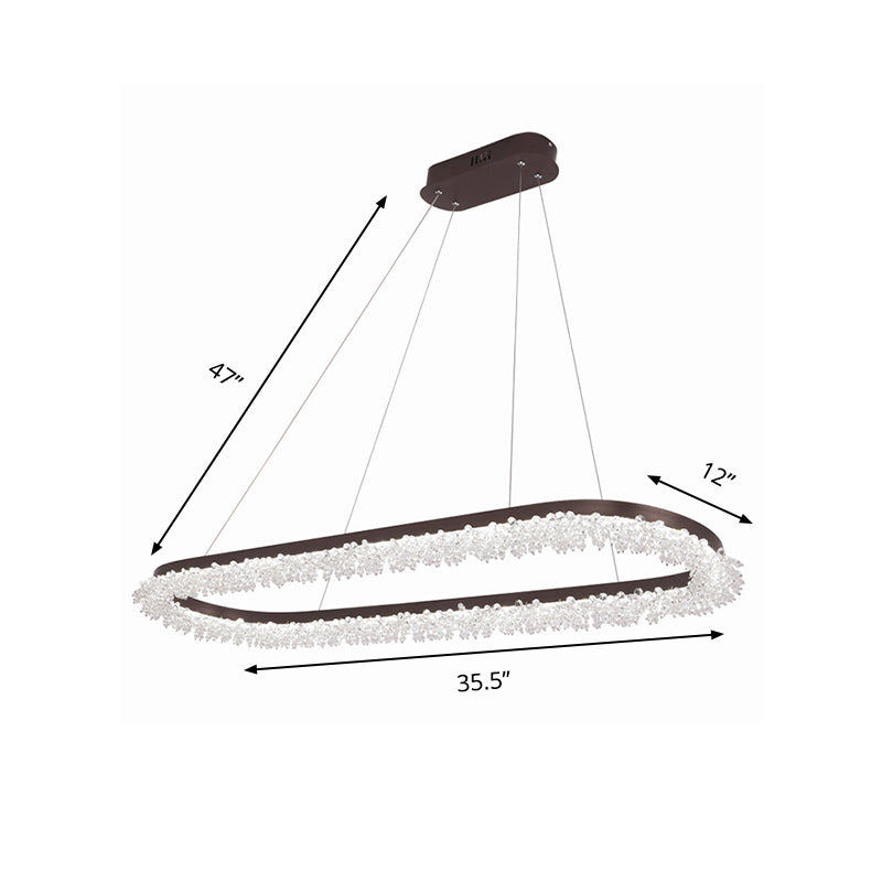 Elliptical Chandelier Pendant Light Contemporary Crystal Brown LED ...