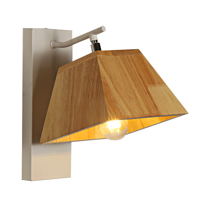 Trapezoid Shade Balcony Bedroom Sconce Light Rotatable Wood Modern Wall ...