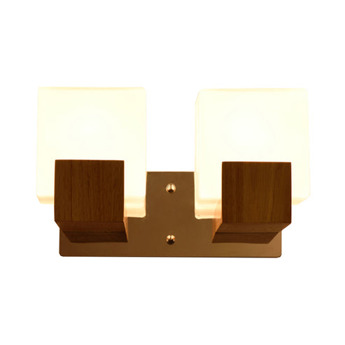 White Cube Sconce Light Japanese Style Simple Opal Glass Wall Lamp for ...