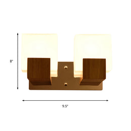 White Cube Sconce Light Japanese Style Simple Opal Glass Wall Lamp for ...
