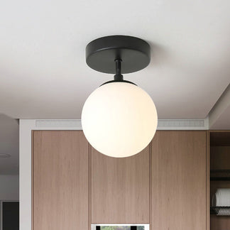 Single Bulb Corridor Ceiling Flush Simple Black Semi Flush Mount Light ...