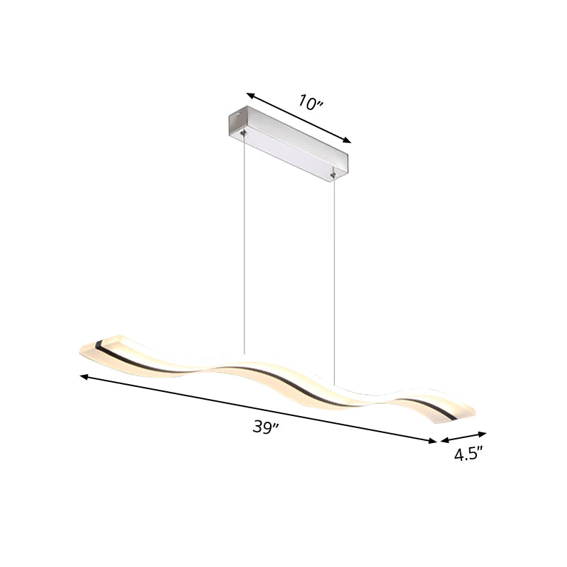 Wavy Office Pendant Light Fixture Acrylic Minimalist LED Hanging ...